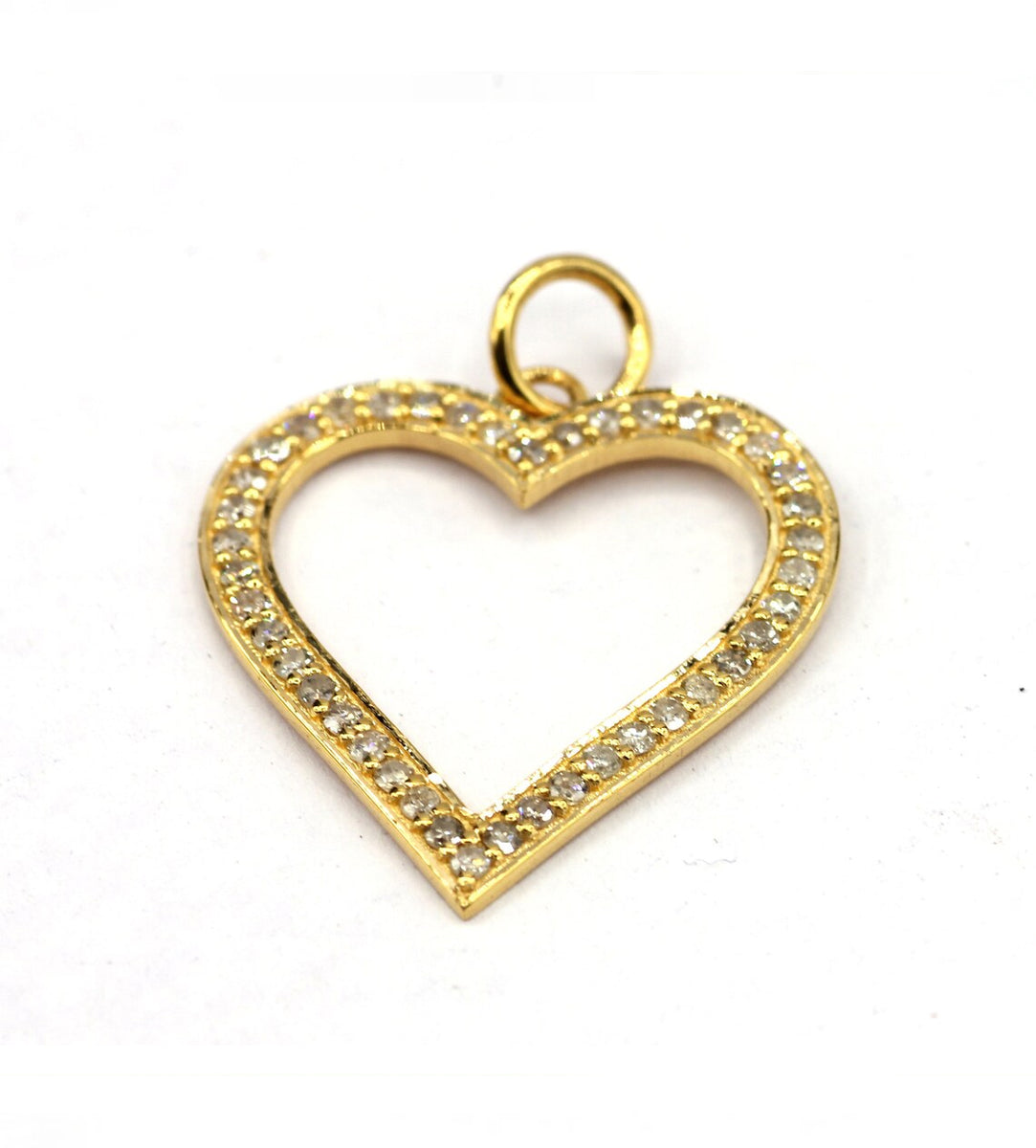 Solid 14k Gold Heart Diamond Pendants. Genuine handmade pave diamond P ...